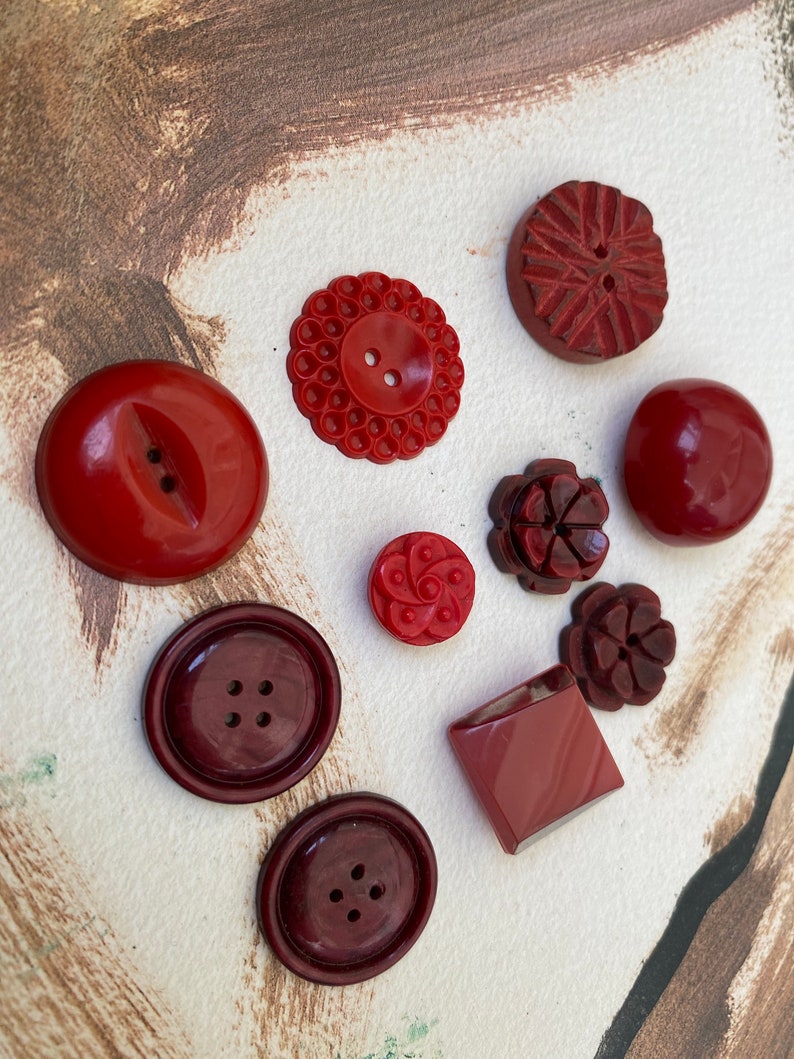 Vintage Red Buttons 10 Pieces, 70s Buttons, Rare Vintage Buttons ...