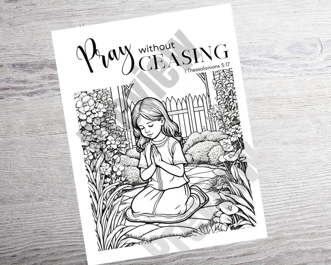 Pray Without Ceasing Coloring Page for Kids (8.5 X 11), Ai-generated ...