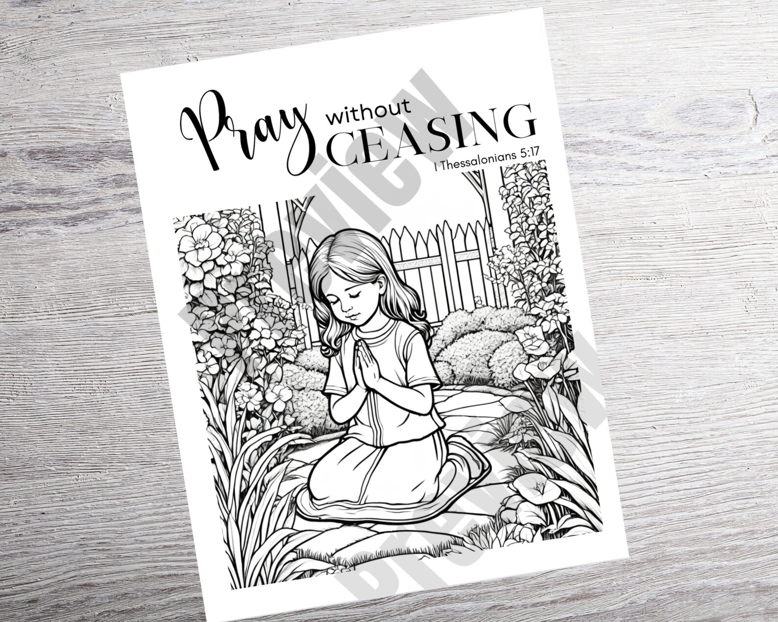 Pray Without Ceasing Coloring Page for Kids (8.5 X 11), Ai-generated ...