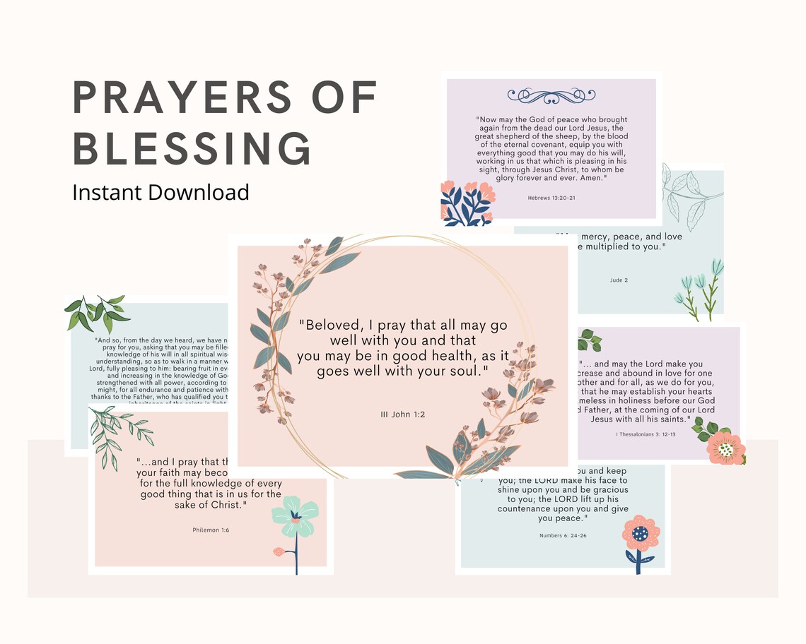 Prayers of Blessing Cards | Instant Download | - Etsy