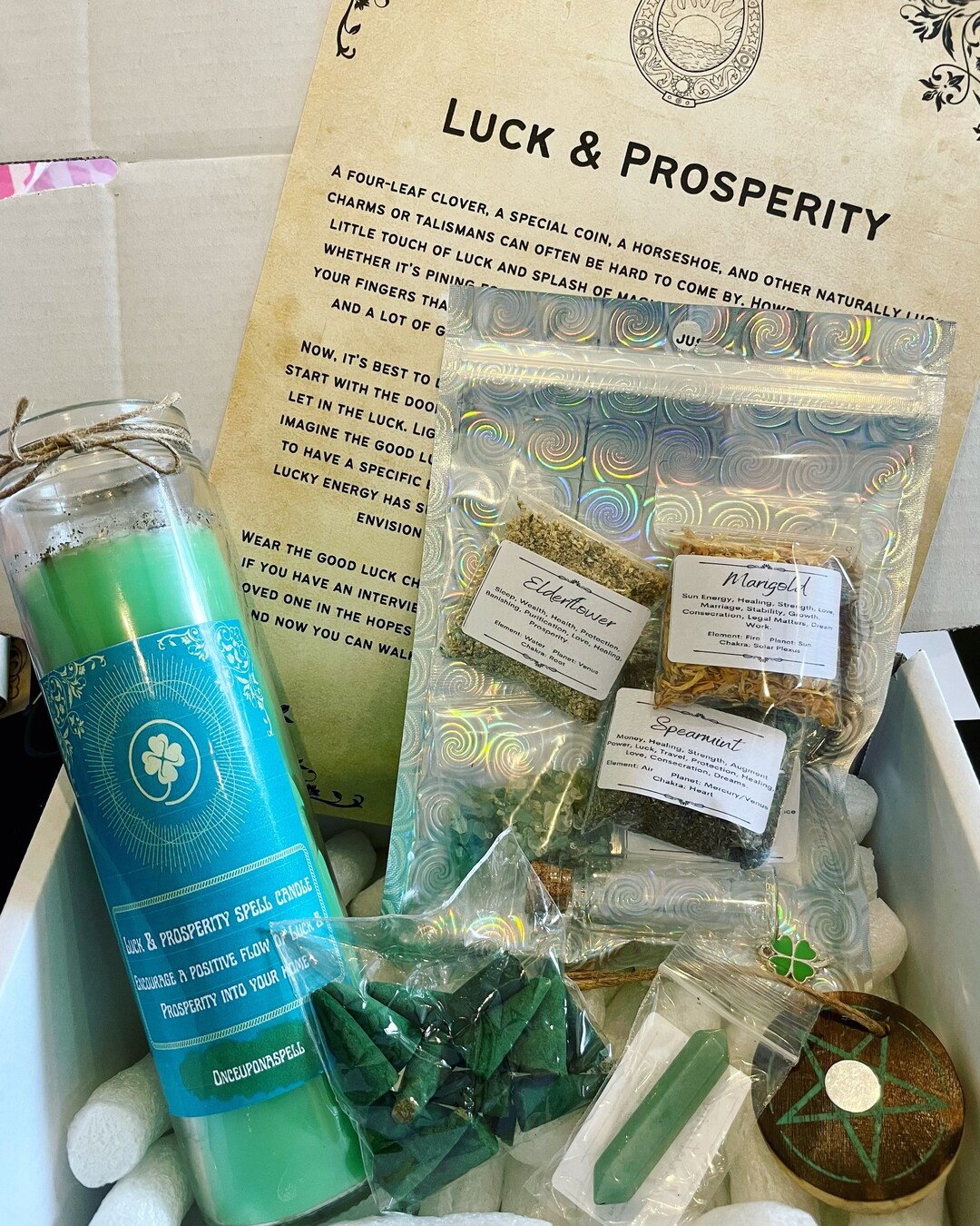 Luck & Prosperity Gift Set Witchcraft Wiccan Pagan Spell Candle Incense ...