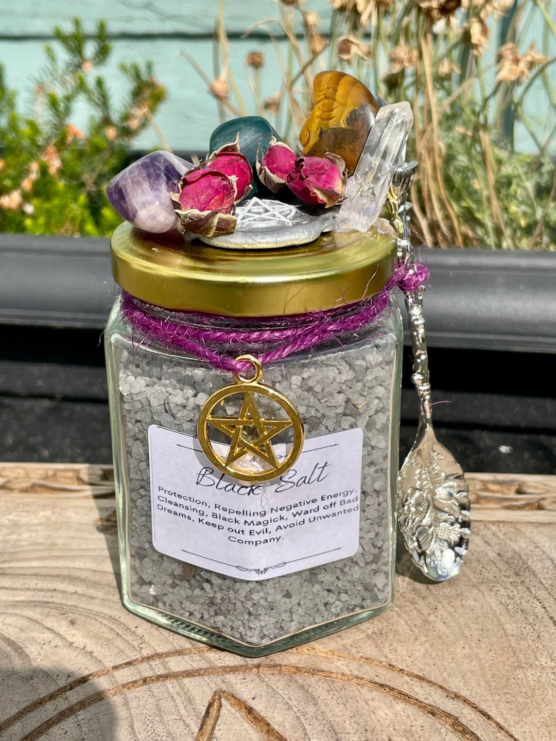 Witches Black Salt & Crystals Witchcraft Wiccan Pagan Protection Altar ...