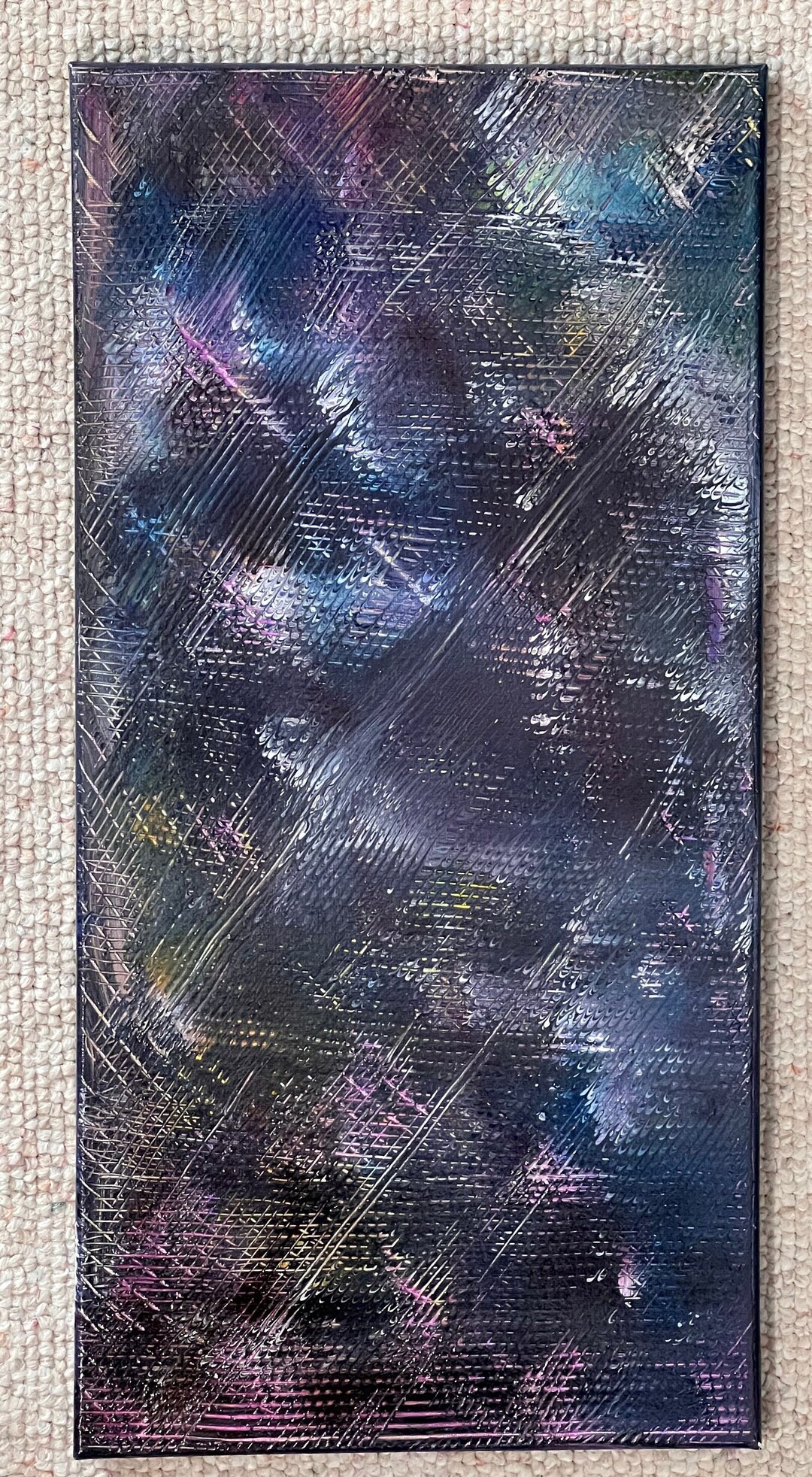 Dark Flow: 10x20 Acrylic Pour Canvas Original Textured Fluid Art for ...