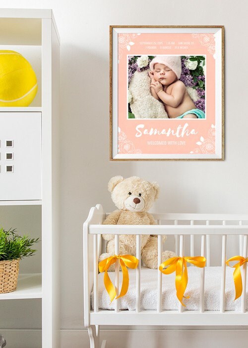 Pink Flowers Baby Poster - Etsy