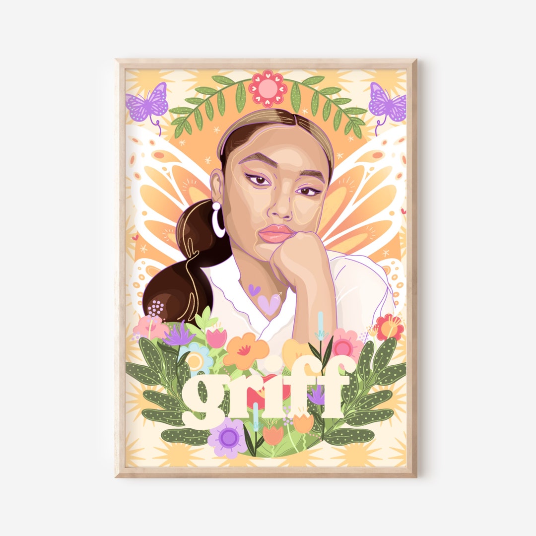 Illustrated 'griff' Singer Print, Digital Portrait of Griff, Celeb Fan ...