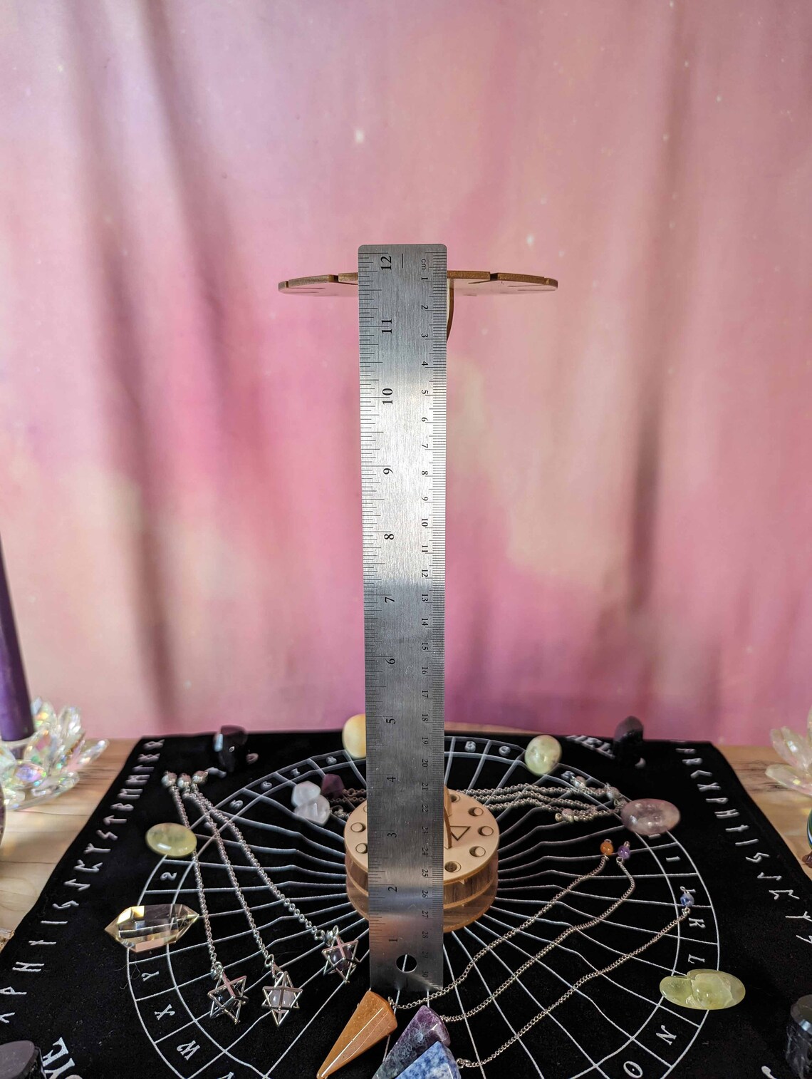 Wooden Pendulum Display Stand With Moon Phases Dowsing Pendulum Holder ...