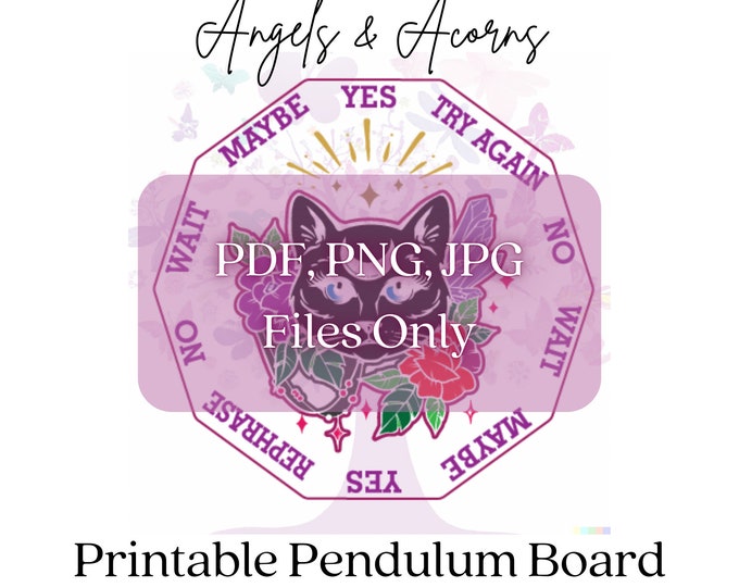 Printable Black Cat Moon Phase Pendulum Board Digital File; PDF, PNG ...