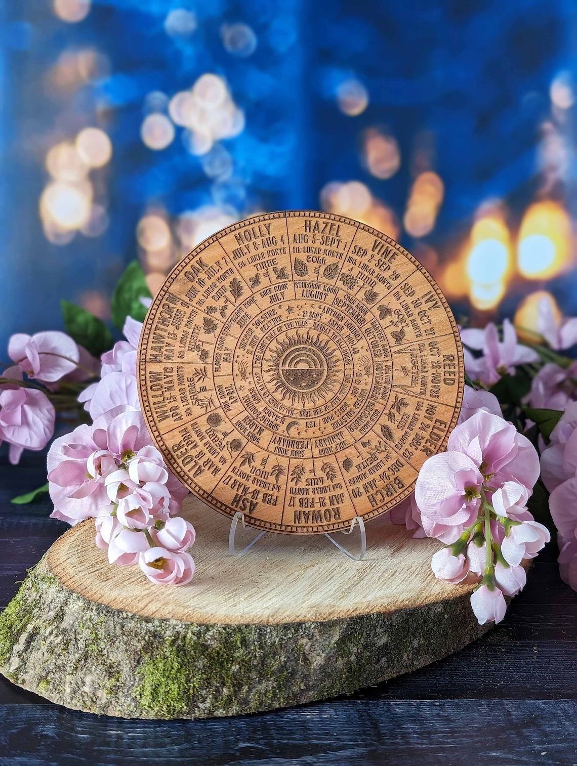 Ogham Runes Celtic Tree Wheel of the Year Wooden Stand Calendar Celtic ...