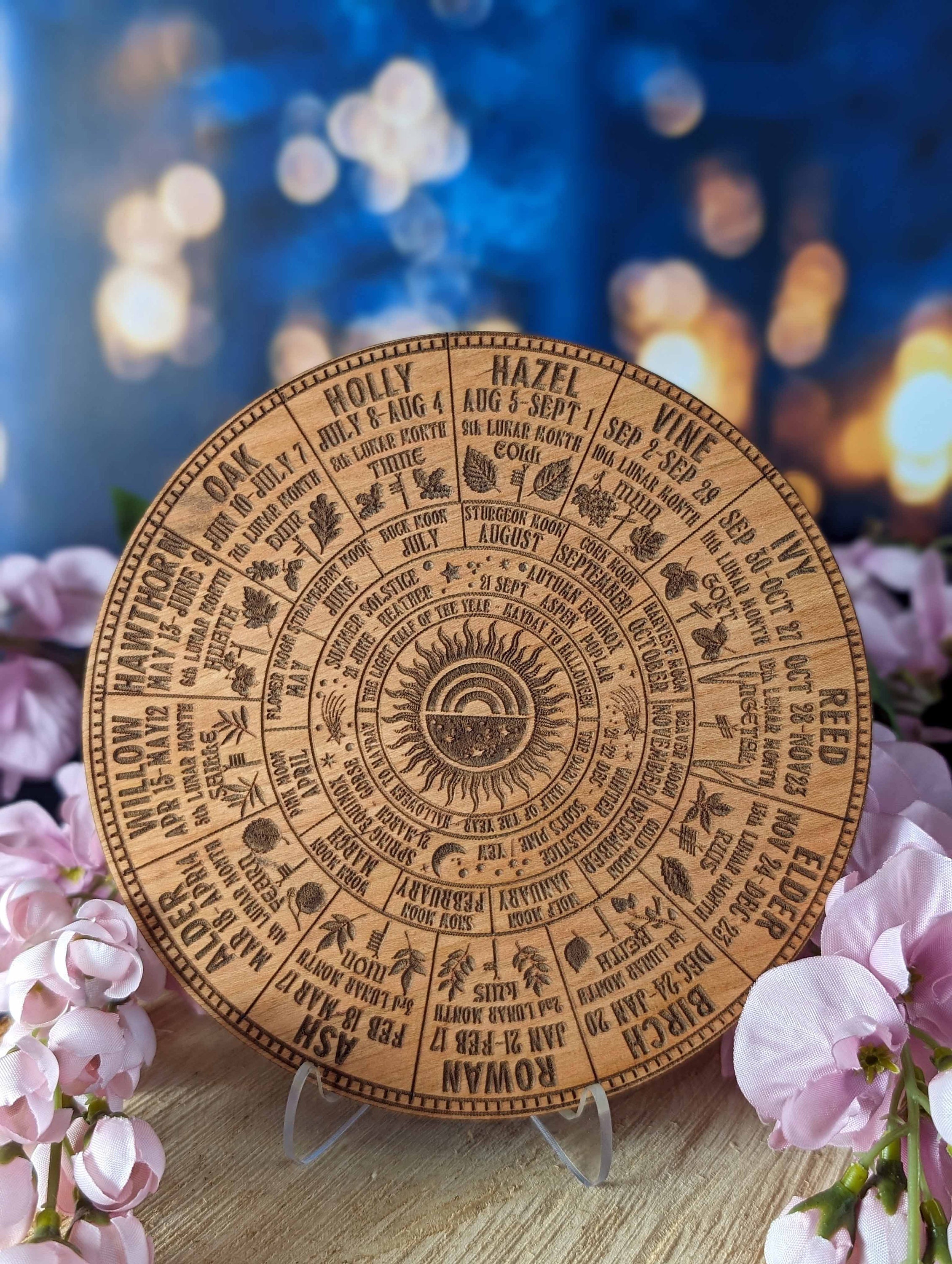 Ogham Runes Celtic Tree Wheel of the Year Wooden Stand Calendar Celtic ...