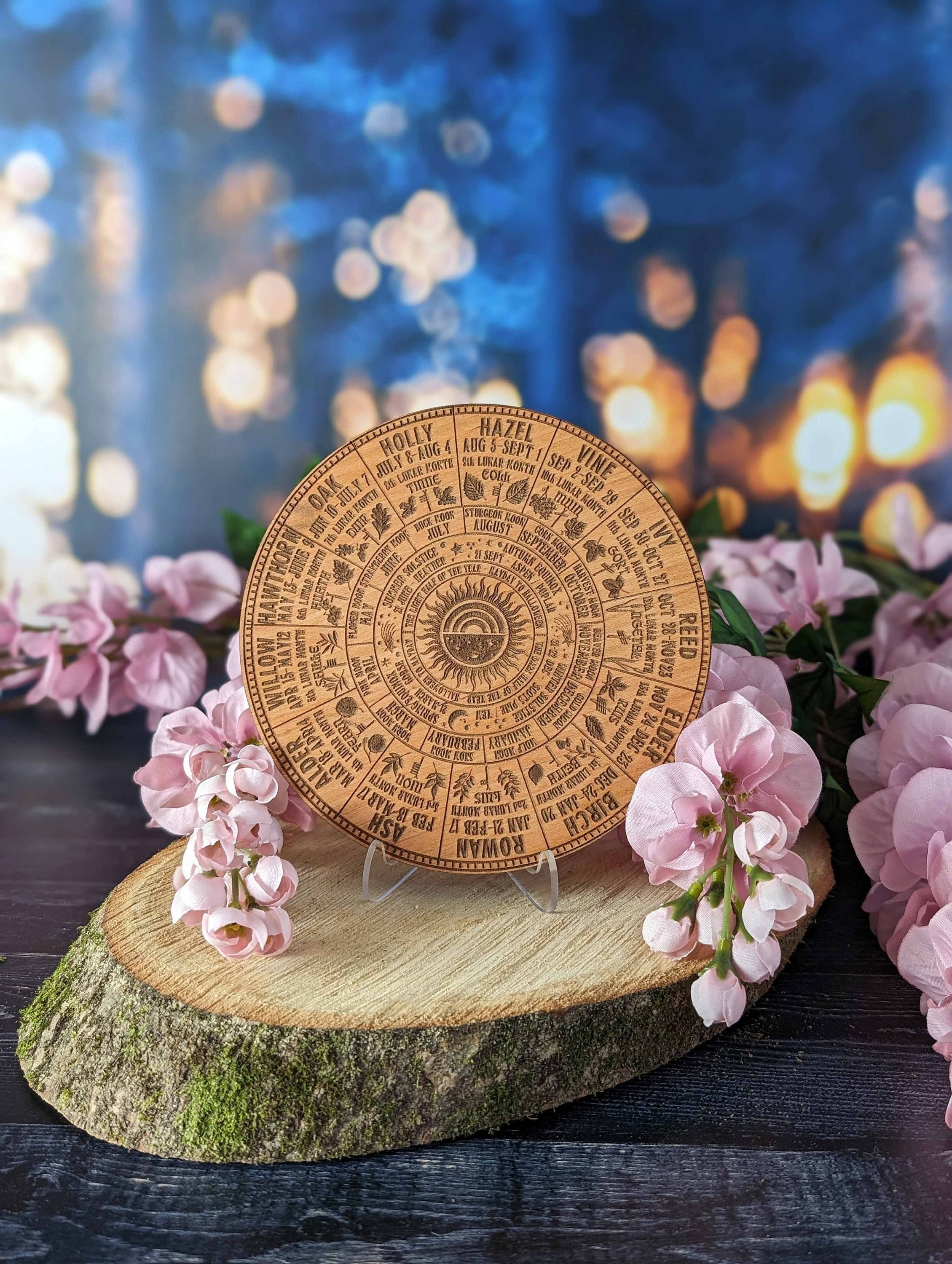 Ogham Runes Celtic Tree Wheel of the Year Wooden Stand Calendar Celtic ...