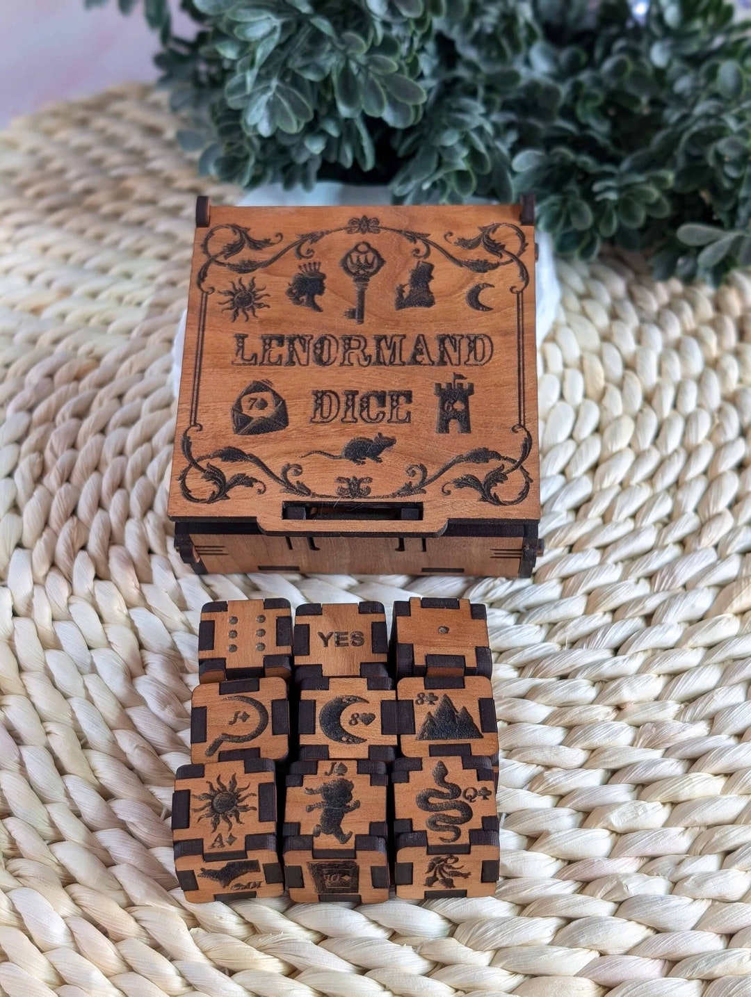 Wooden Lenormand Dice Set With Box; Lenormand Cards; Divination Tools ...