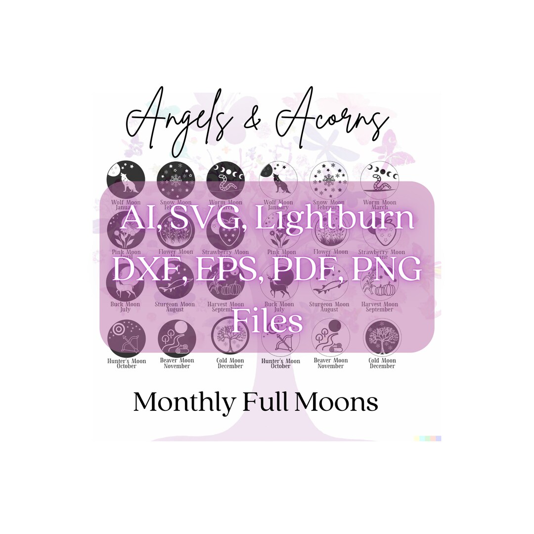 Monthly Full Moon Names SVG: Celestial Graphics (digital File) - Etsy