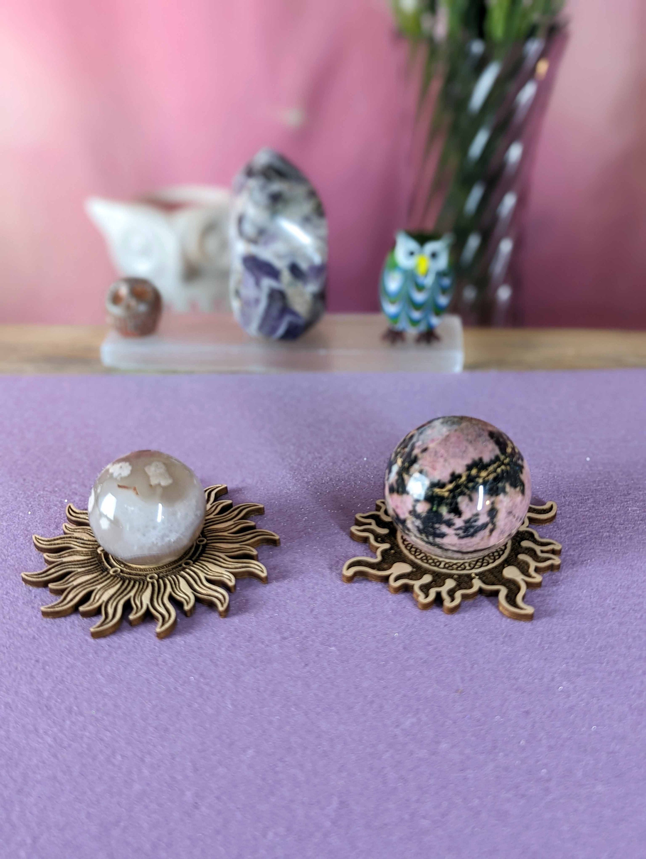 Small Sun Wooden Mystical Sphere Holders Crystal Sphere - Etsy
