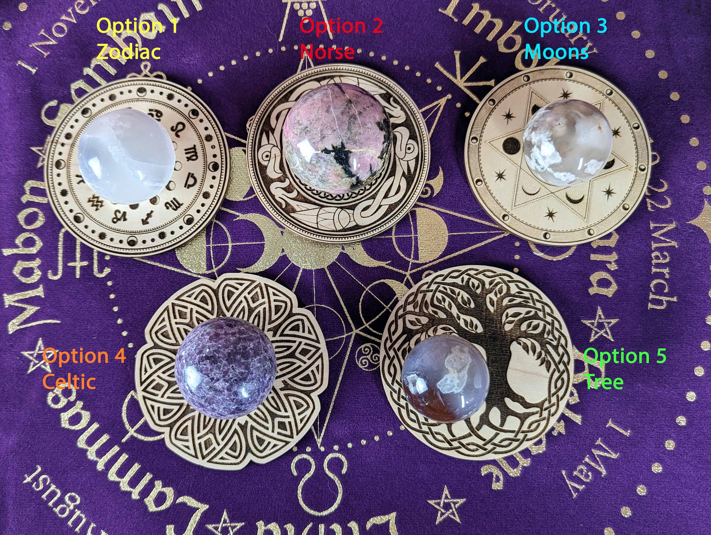 Small Round Wooden Mystical Sphere Holders Crystal Sphere Stand ...