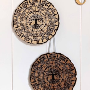 Celtic Tree Zodiac Wheel of the Year Rune Engraved Wood Calendar ...