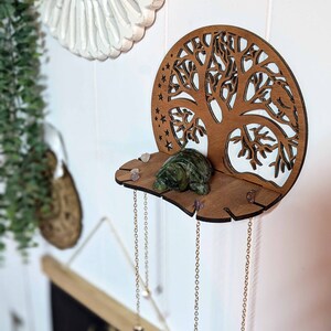 Small Tree of Life Wooden Crystal Display Shelf Pendulum Storage ...