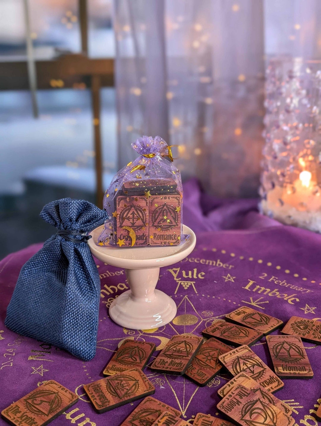 Cedar Witch Rune Set With Storage Bag; Rune Divination; Spiritual Gift ...