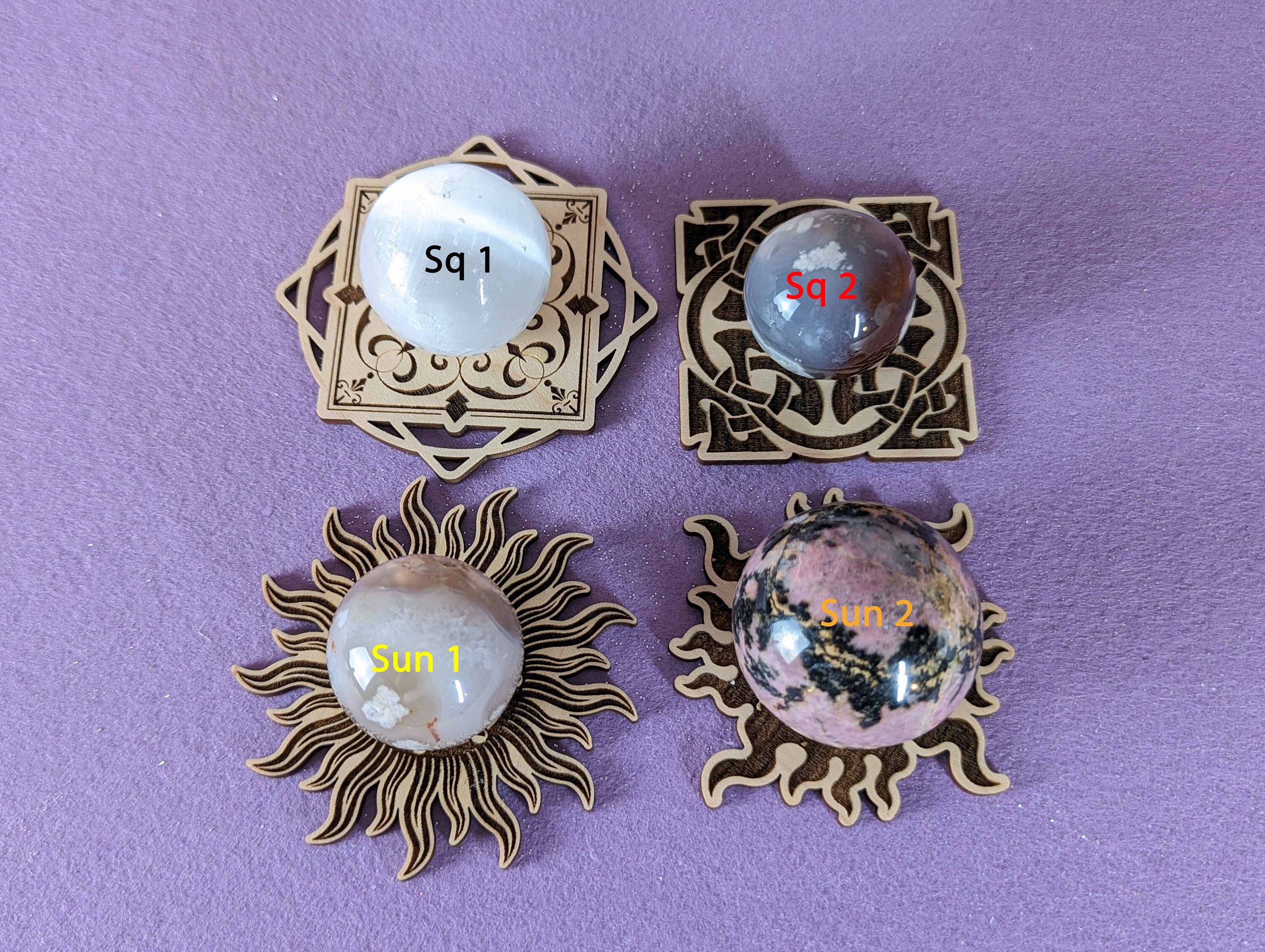 Small Sun Wooden Mystical Sphere Holders Crystal Sphere - Etsy