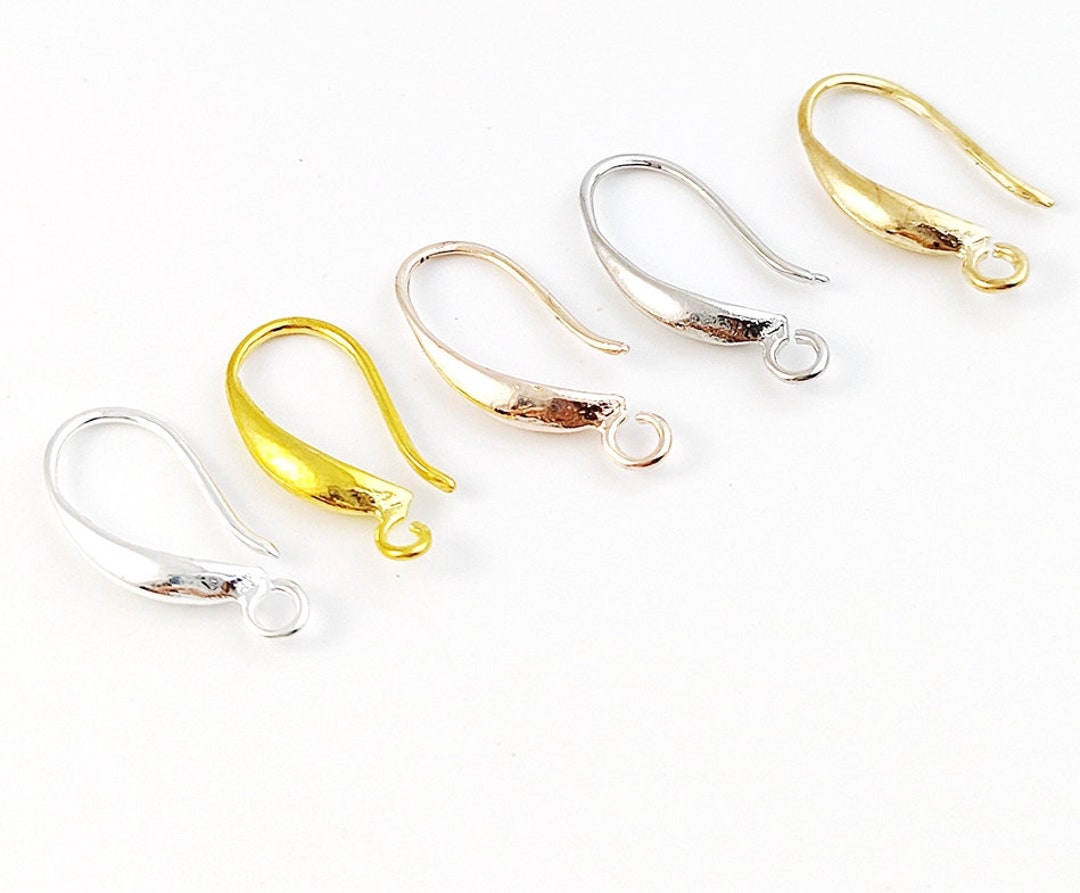 20pcs Brass Ear Hooks, French Ear Wire Earring Hooks, Silver Open Loop ...