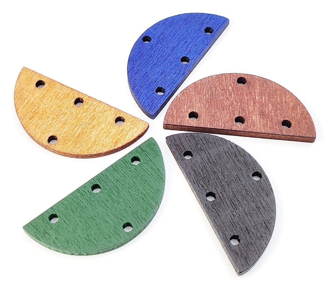 30pcs Half Round Wood Beads, Semi Circle Wooden Earring Pendant, Half ...