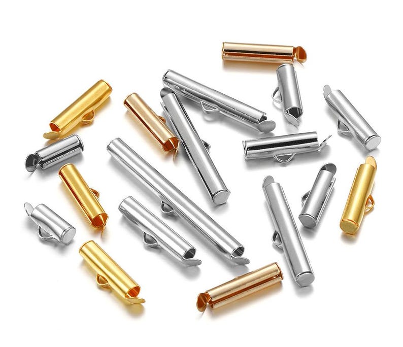 10pcs Stainless Steel Tube Slider End Caps, Slide on End Clasp, Tube ...