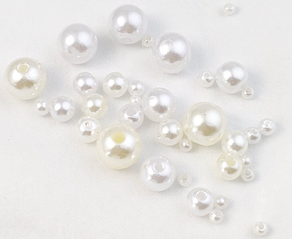 50/100/400pcs Imitation Pearl Beads, White off White Acrylic Pearls ...