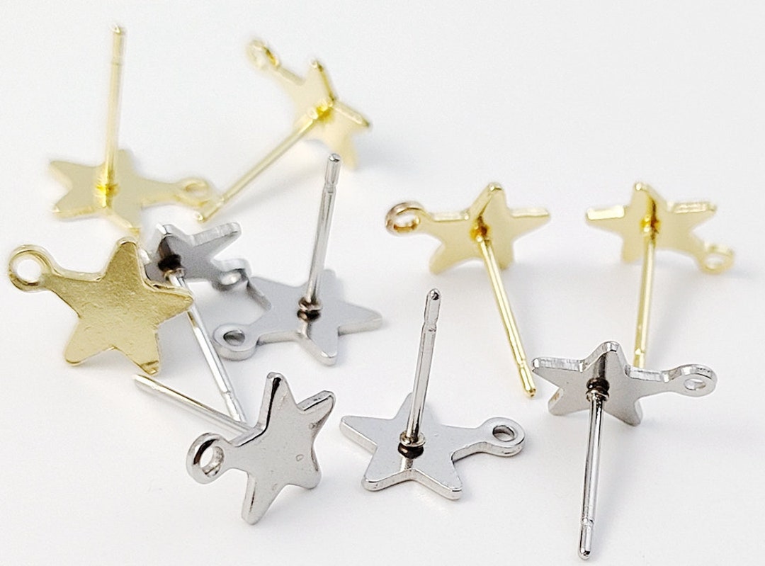 20pcs Stainless Steel Star Stud Earring, Star Post Earring, Blank Star ...