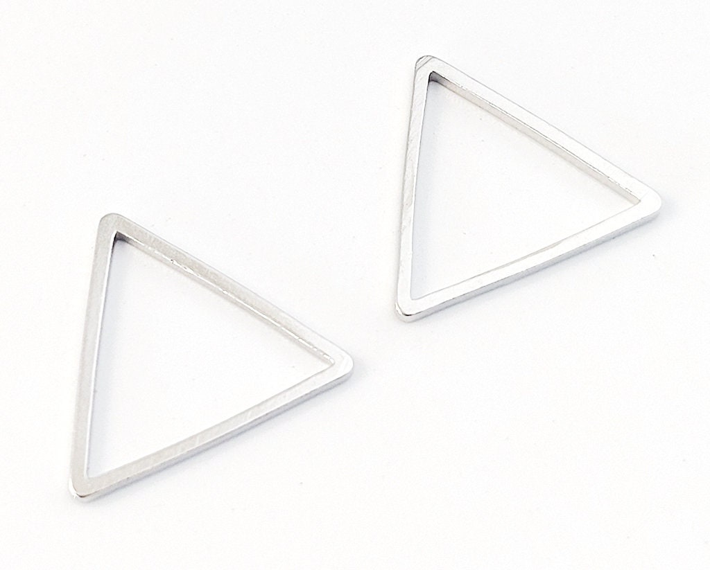 50 Brass Triangle Charms, Silver Plated Hallow Triangles, Gold Triangle ...