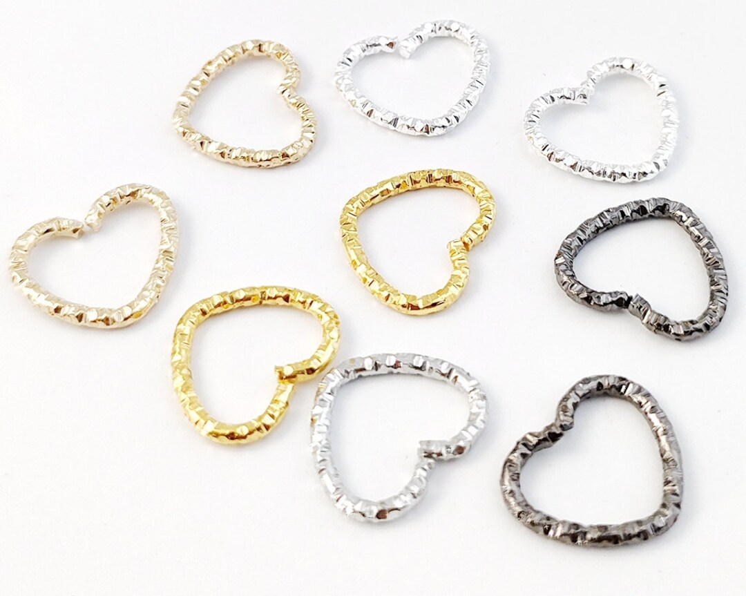 100pcs Heart Shape Jump Rings, Twisted Textured Jump Rings, Chopped up ...