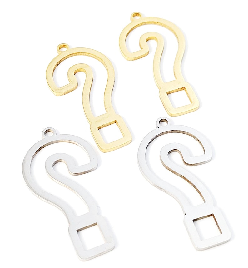 4pcs Stainless Steel Question Mark Charm, Question Mark Pendant, Gold ...
