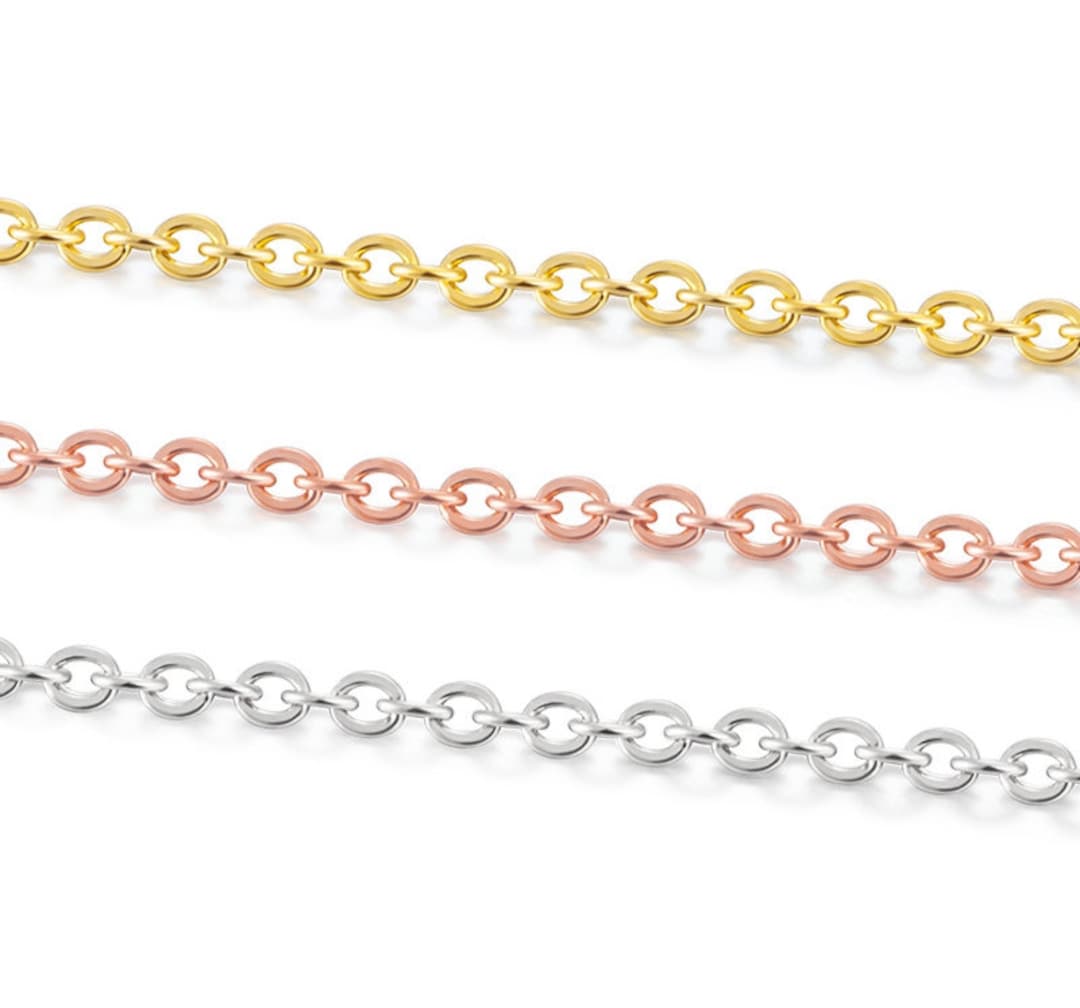 5/10 Meters Stainless Steel Rolo Chain, Gold Flat Pressed Chains ...