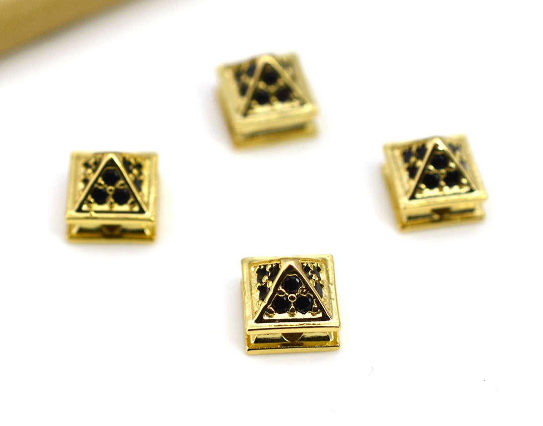 Brass Pyramid Spacer Charms, 14k Gold Pyramid Pendant, Micro Pave ...