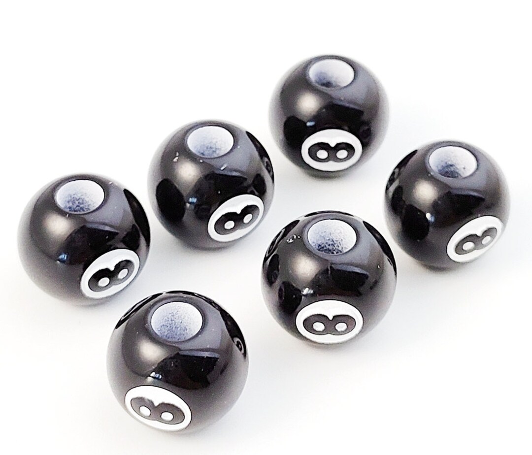 50pcs Black 8 Ball Beads, Acrylic Billiard Beads, Round Spacer Beads ...