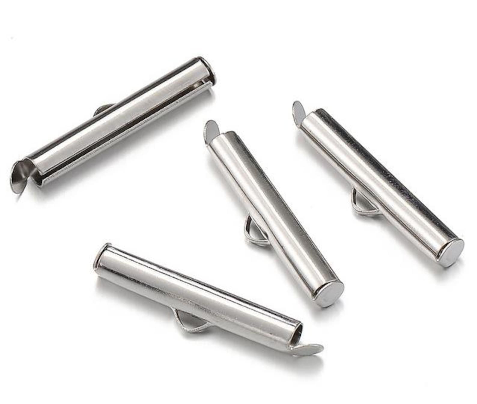 10pcs Stainless Steel Tube Slider End Caps, Slide on End Clasp, Tube ...