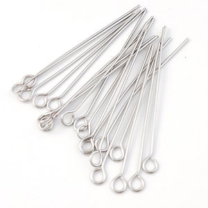 100pcs Stainless Steel Eye Pins, Eye Head Pin, Multiple Size, Steel Eye ...