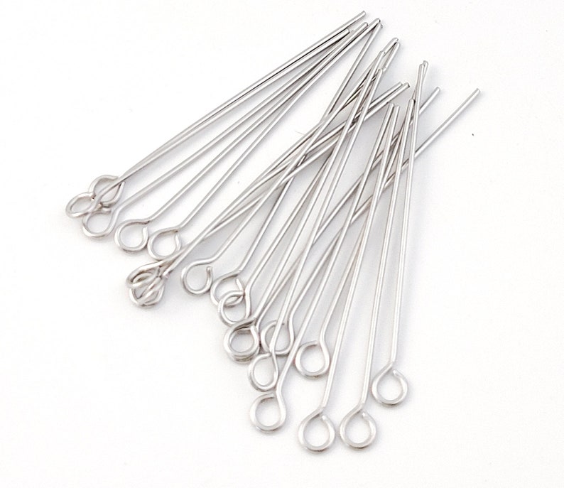100pcs Stainless Steel Eye Pins, Eye Head Pin, Multiple Size, Steel Eye ...