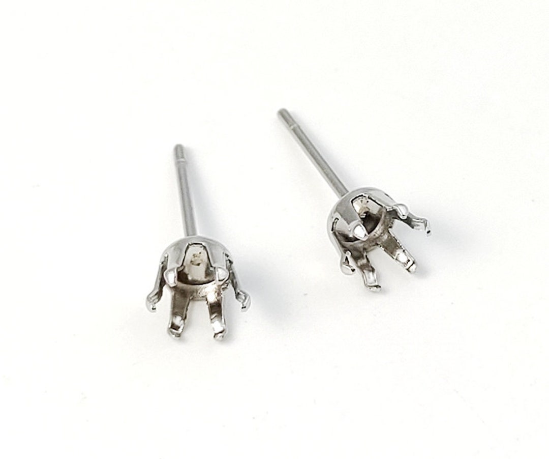50pcs Stainless Steel Pin Posts, 6 Prong Diamond Post Earring Stud ...