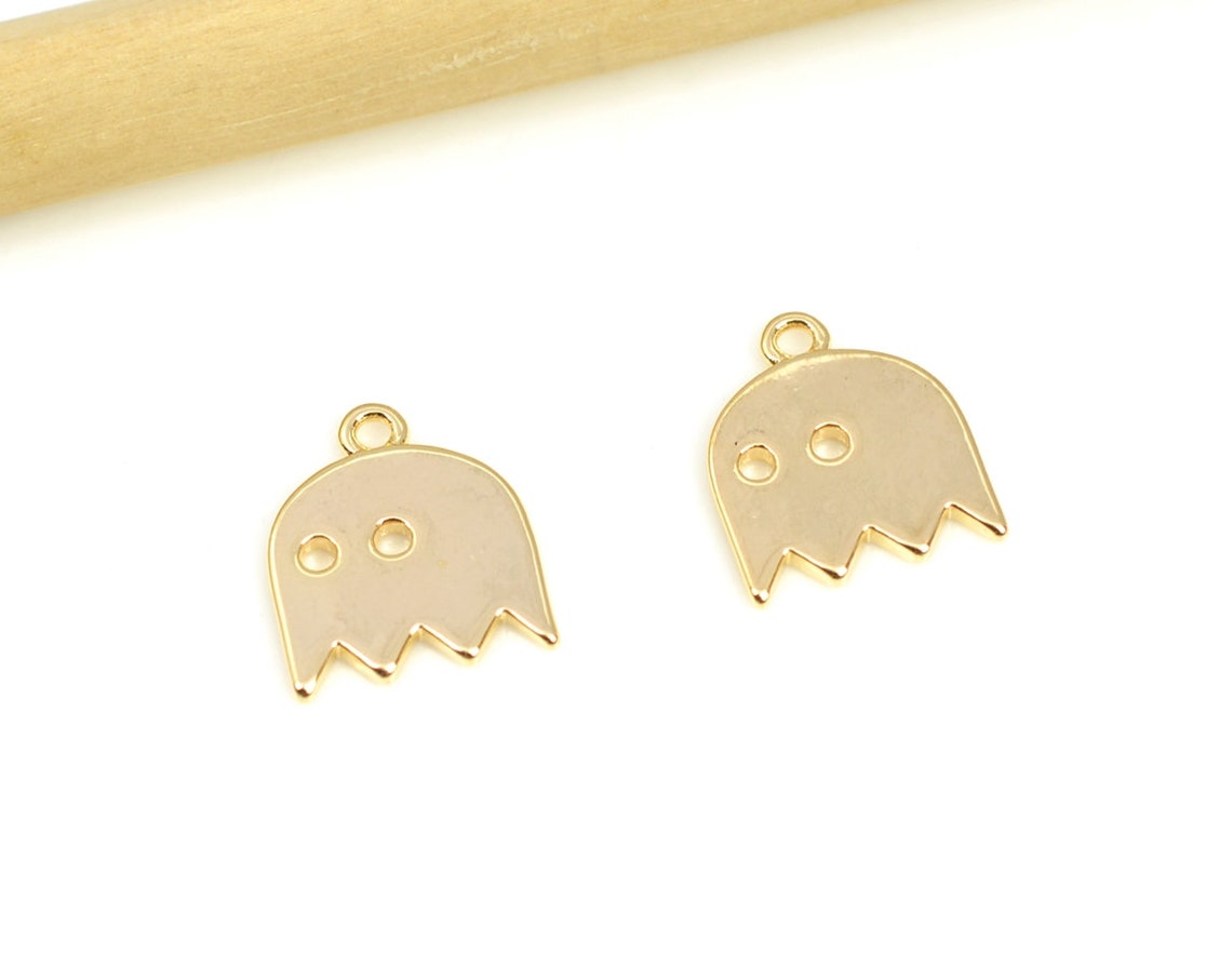 Brass Ghost Charms 18K Gold Ghost Pendant Gold Spooky Ghost - Etsy