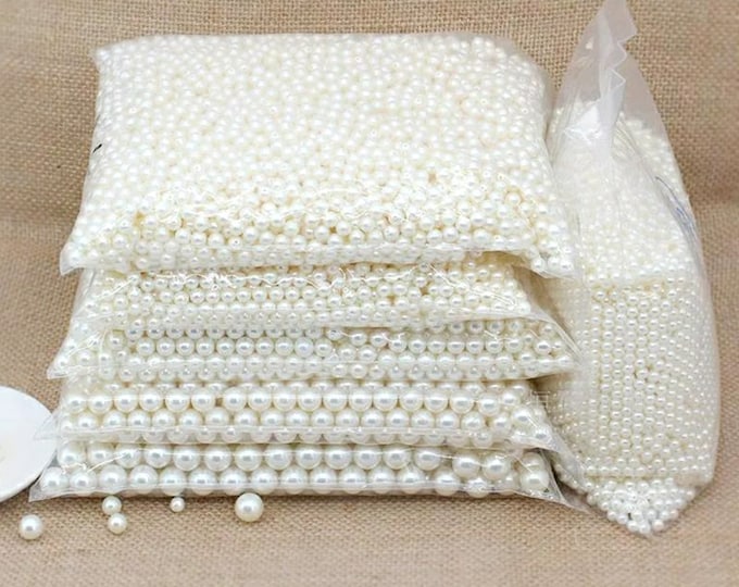 50/100/400pcs Imitation Pearl Beads, White off White Acrylic Pearls ...
