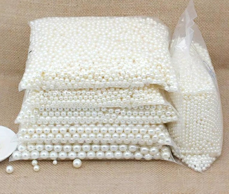 50/100/400 perlas de imitación, perlas acrílicas blancas o blanquecinas ...