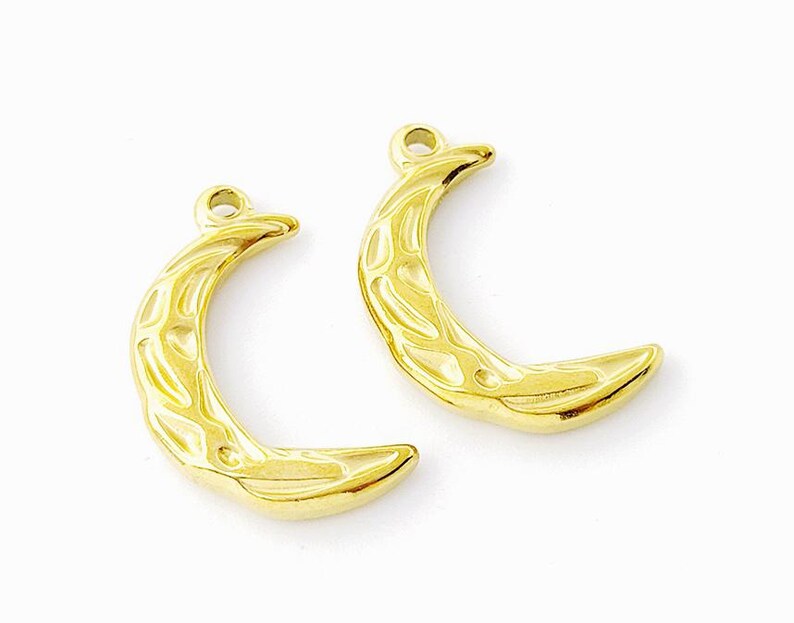 4pcs Stainless Steel Moon Charm, Crescent Moon Pendant, Gold Plated ...
