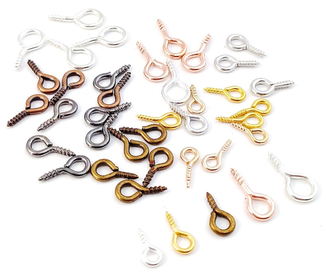 200pcs Nail Screw Eye Pins, Metal Eye Pins, Silver Eye Pins, Gold Eye ...