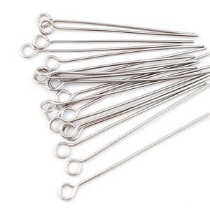 100pcs Stainless Steel Eye Pins, Eye Head Pin, Multiple Size, Steel Eye ...