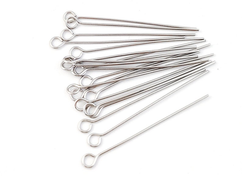 100pcs Stainless Steel Eye Pins, Eye Head Pin, Multiple Size, Steel Eye ...