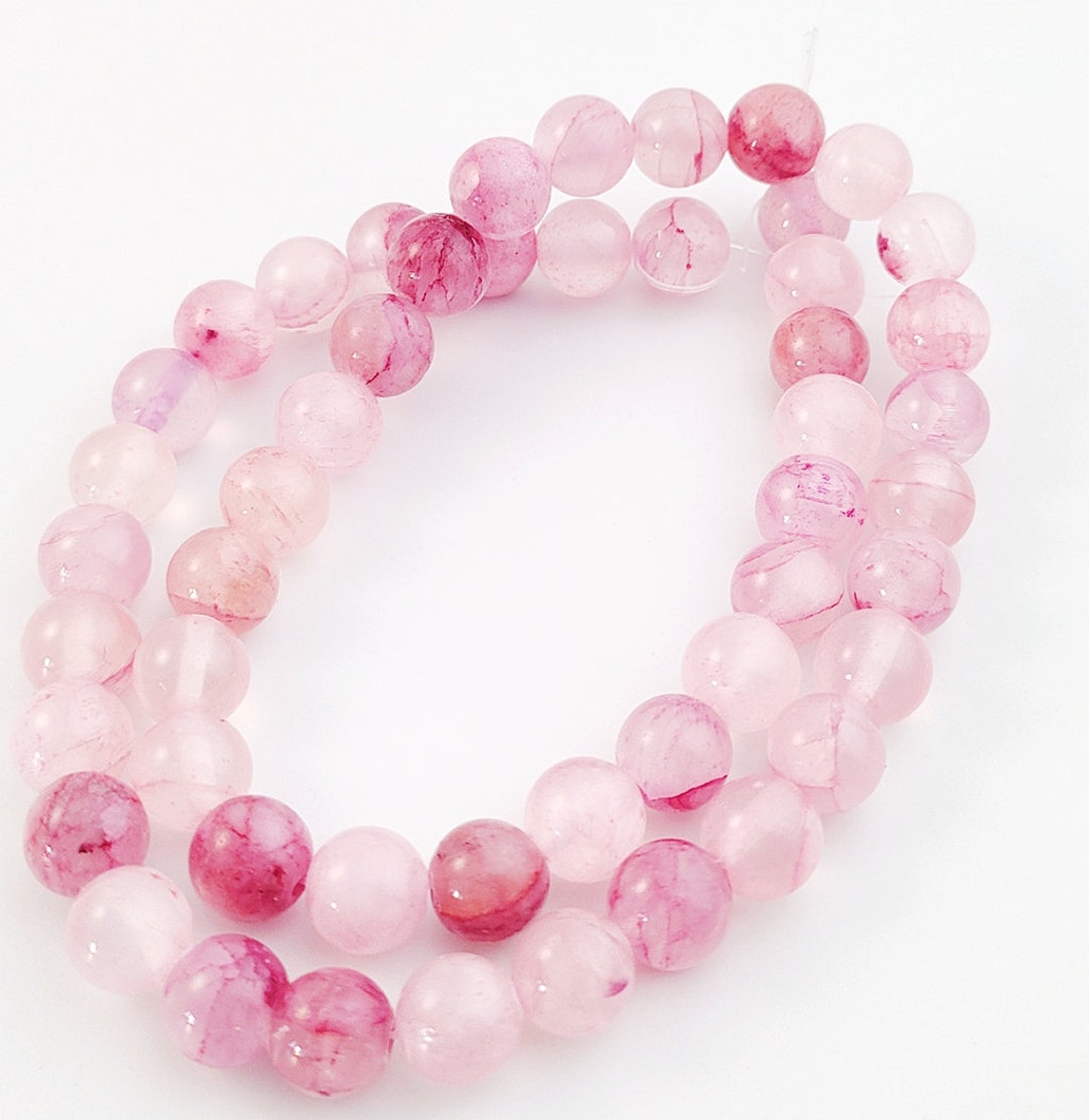 1 Strand Pink Jade Stone Beads, Natural Round Gemstone Beads, Pink ...