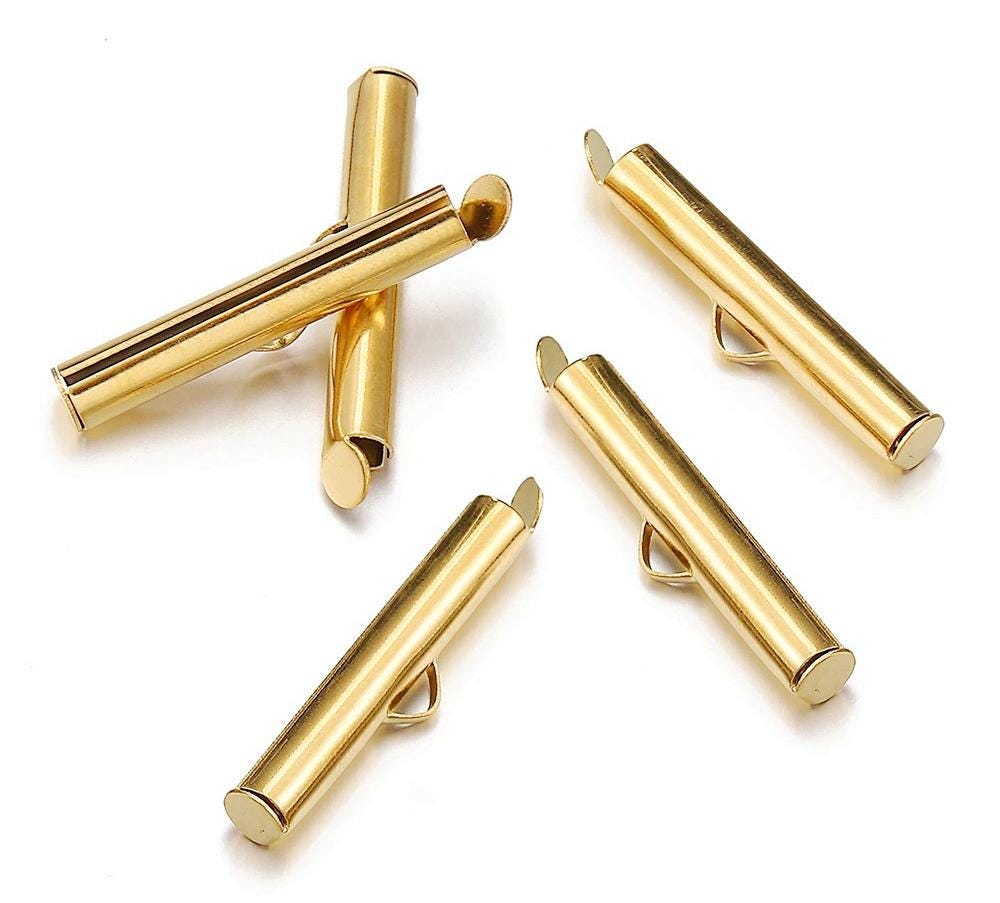 10pcs Stainless Steel Tube Slider End Caps, Slide on End Clasp, Tube ...