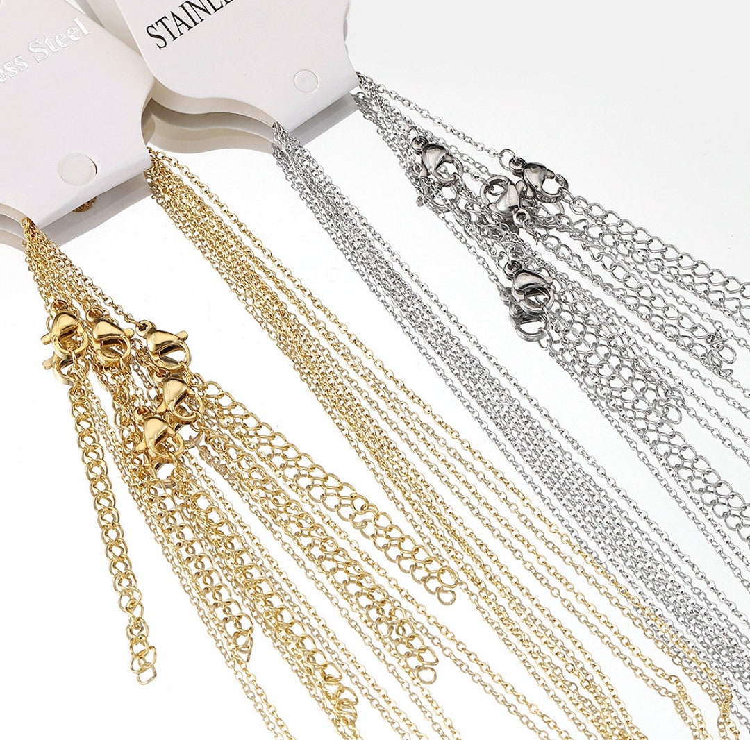 10pcs 1.5mm Stainless Steel Oval Link Chain, Gold Chain Necklace, Pre ...