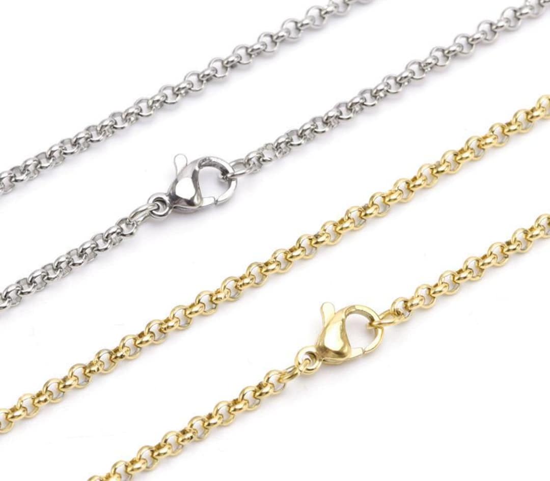 5pcs Round O Chain Necklace, 2.5mm Wholesale Stainless Steel O Chain ...