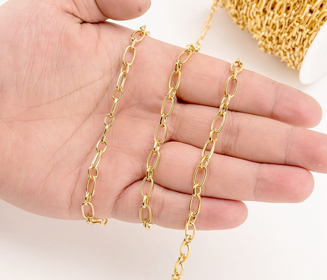 2/5 Meters Stainless Steel Mother and Son Chain, Gold Oval Chains ...