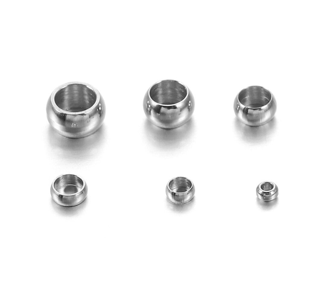 100pcs Stainless Steel Beads, Position Beads, Gold Big Hole Beads ...